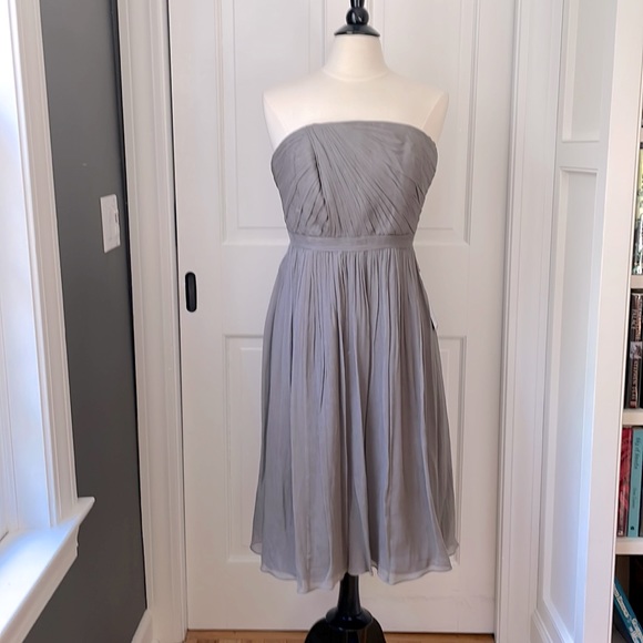 J. Crew | Dresses | J Crew Graphite Gray Mindy Dress Silk Chiffon Sz 8 ...